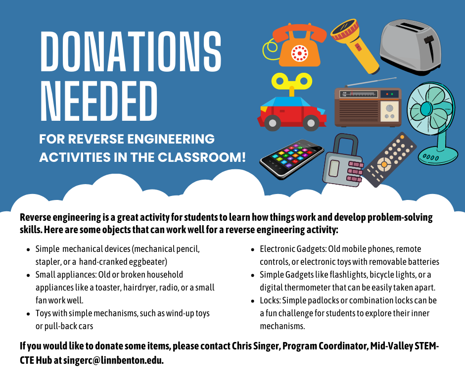 Reverse Engineering Program Seeks Materials Donations - Mid-Valley STEM ...